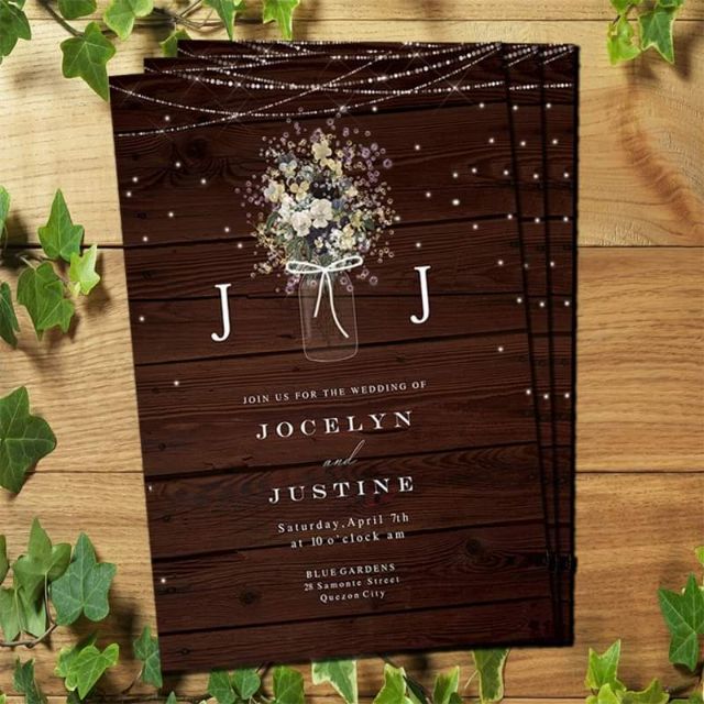 Rustic Wedding Invitation (Free Layout / Laminated) | Shopee Philippines