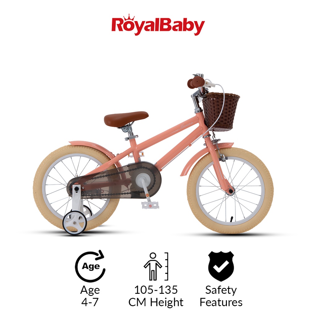 RoyalBaby Macaron Vintage Kids Bike 16'' (16B-6.3)-Fresh Pink | Shopee ...