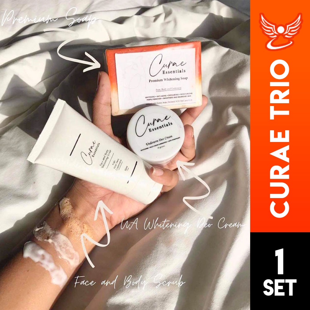 Curae Essentials Premium Whitening Set (Deo + Soap + Scrub) | Shopee ...