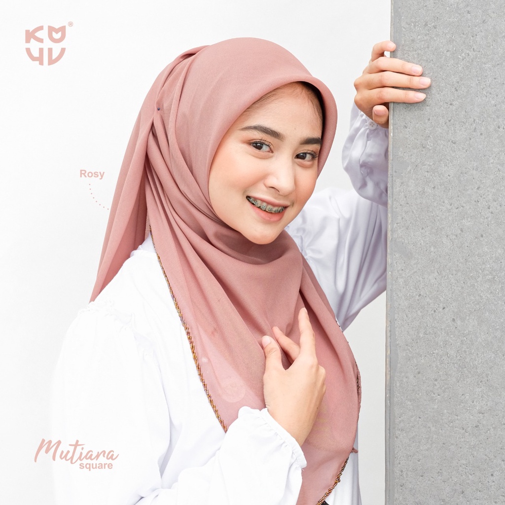 Koyu Hijab Square Viney Japanese Pearl Square (Mecca) | Shopee Philippines