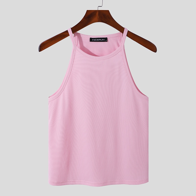 INCERUN Men Summer Sleeveless Strappy Solid Color Slim Fit Knit Tank ...
