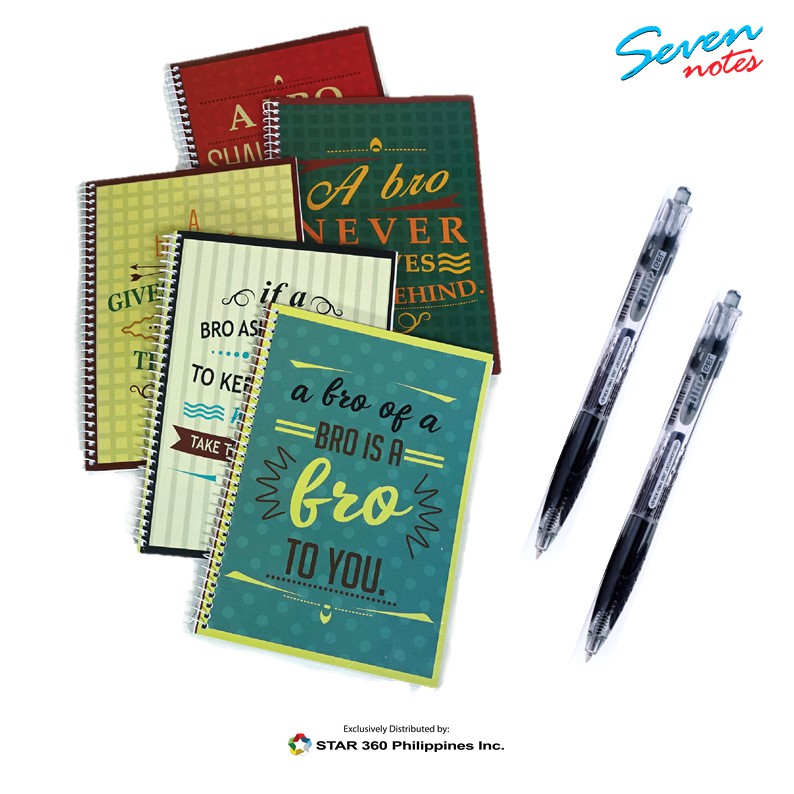 Seven Notes Spiral Notebooks 5 Pcs With 2 Titus Quick Dry Gel Black ...