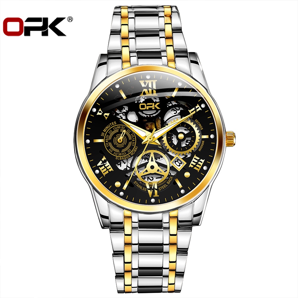 OPK Watch For Men Waterproof Original With Box Stainless Steel Gold ...