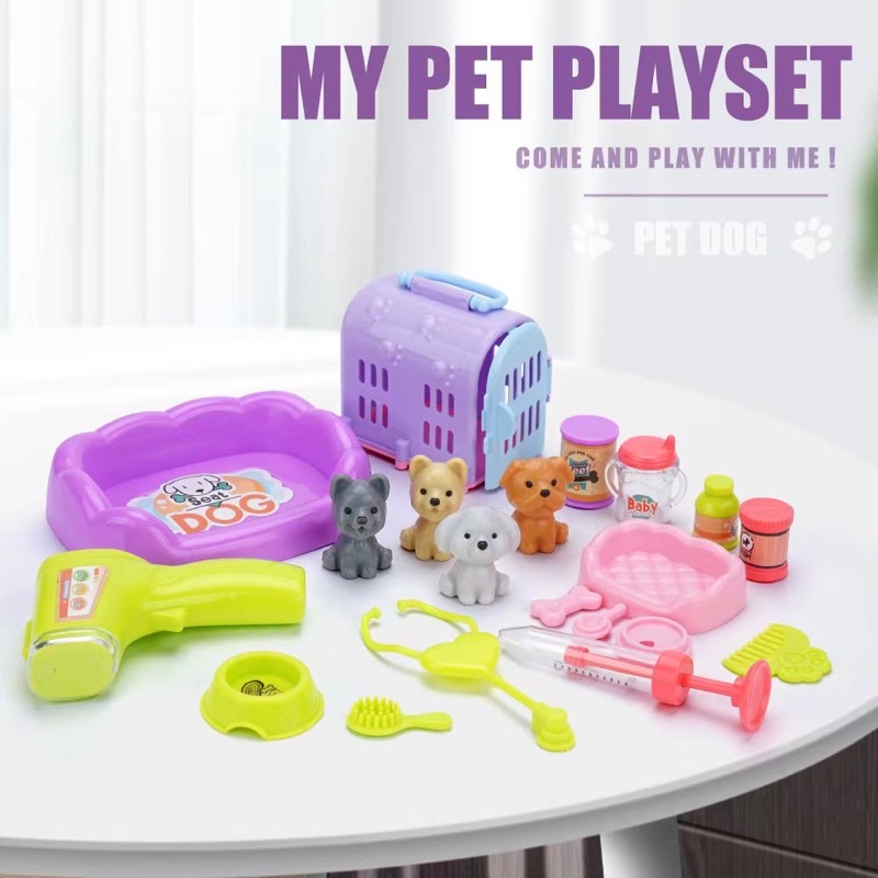 17piece Toy Pet Dog Set for Kids Girl Play House Toys Birthday and ...