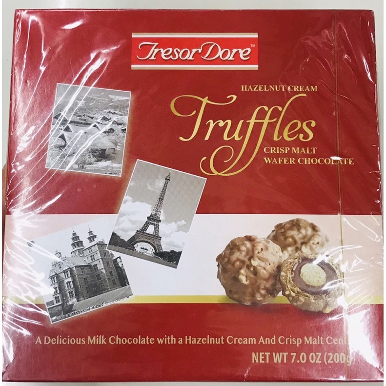 Tresor Dore Hazelnut Cream Truffles Crisp Malt Wafer Milk Chocolate ...