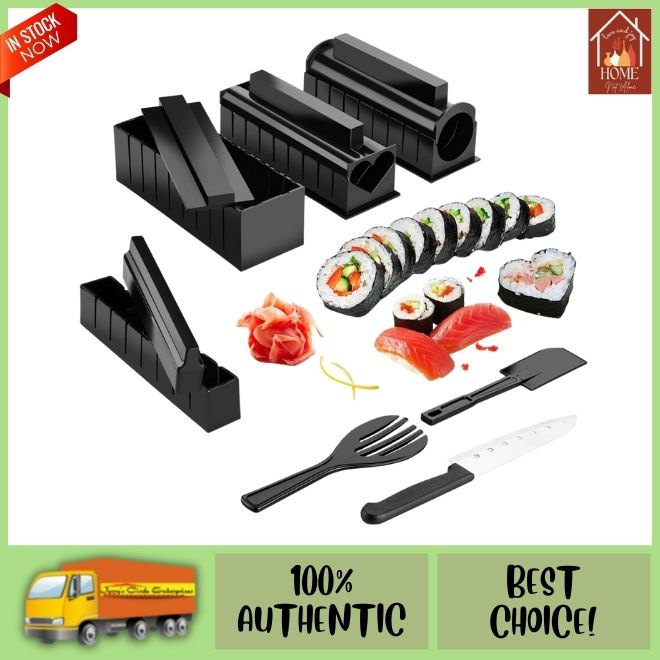 11 PIECE SUSHI MAKER SET UNCLUDING SASHIMI KNIFE RICE SPOON AND PADDLE ...