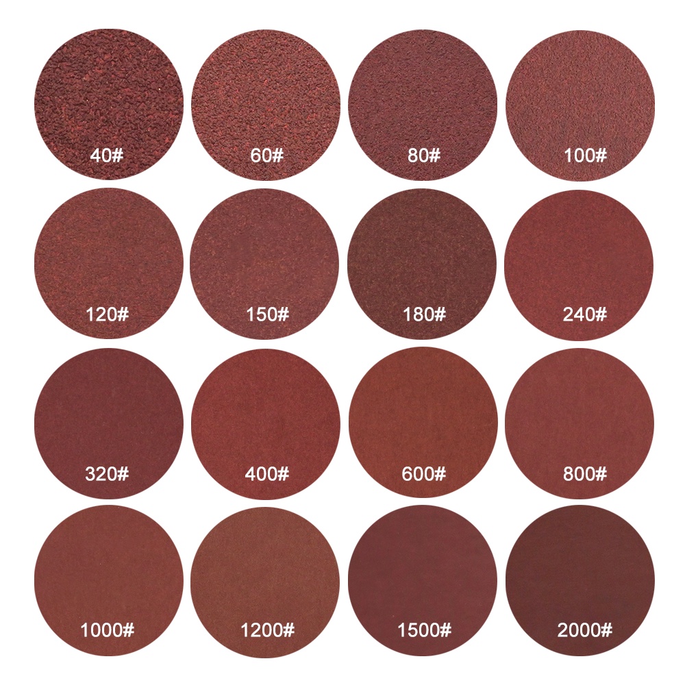 4" (100mm) Abrasive Round Red Sandpaper P40-7000# Velcro Sand Paper Pad ...