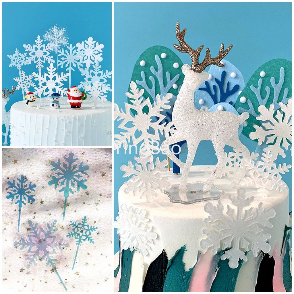 Christmas Elk Cake Toppers Snowflake Cupcake Toppers Birthday Party Elk ...