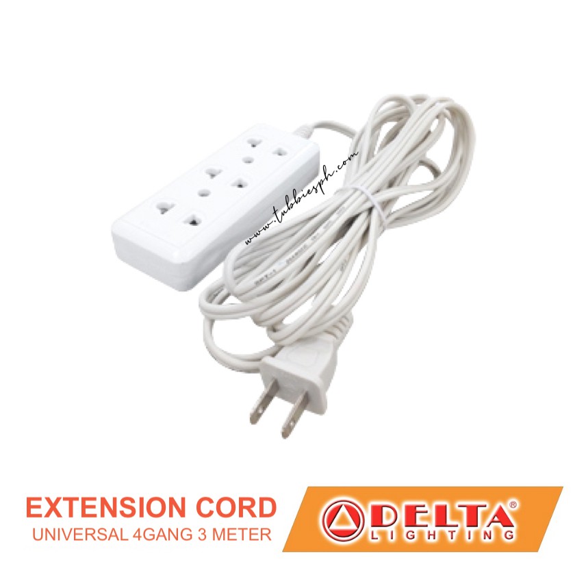 Delta Lighting Extension Cord With Universal 3 Gang 4 Meter | Shopee ...