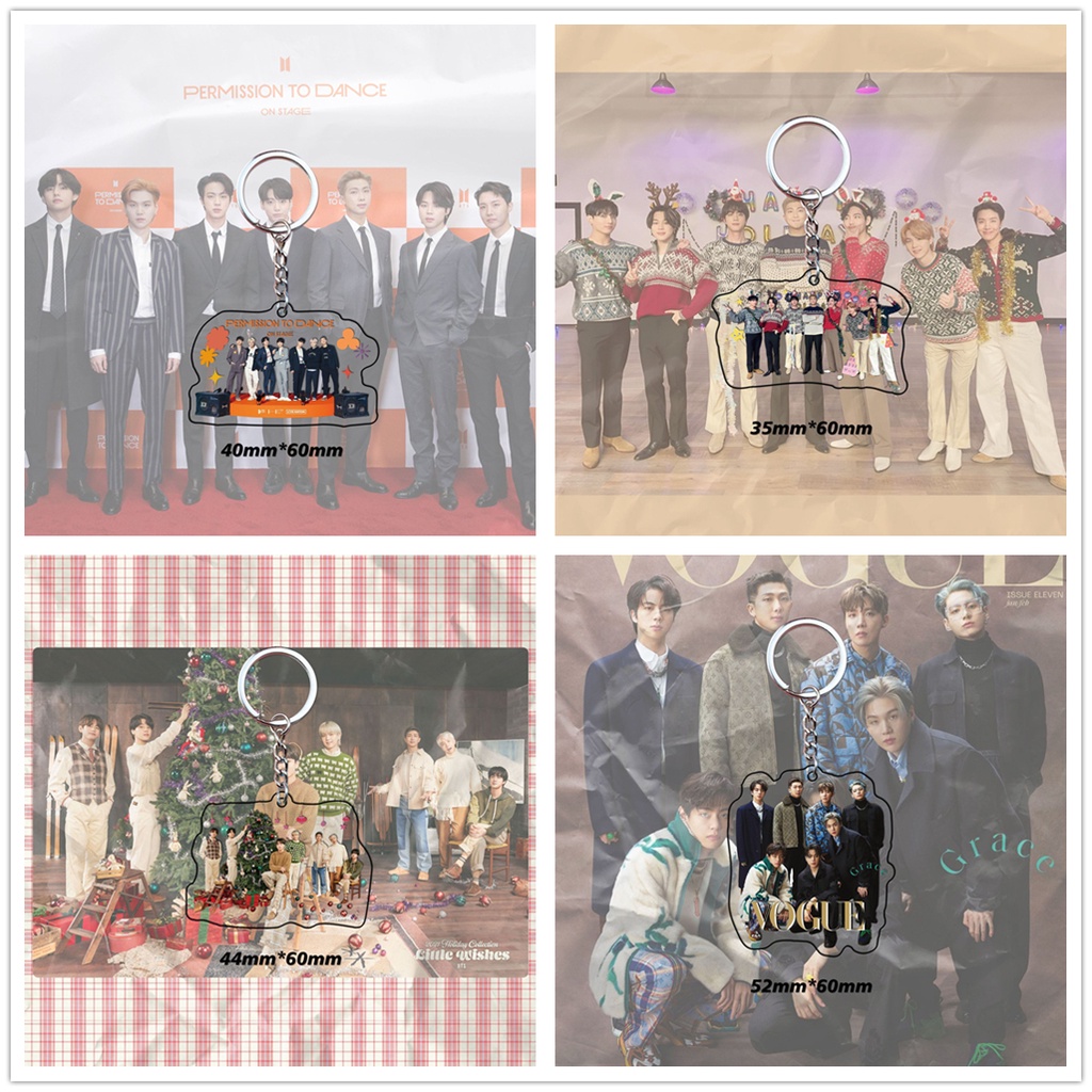 2022 KPOP BT Butter Keychain 2021 PTD Double-sided pattern Keyring Christmas Bangtan Boys TINY ...