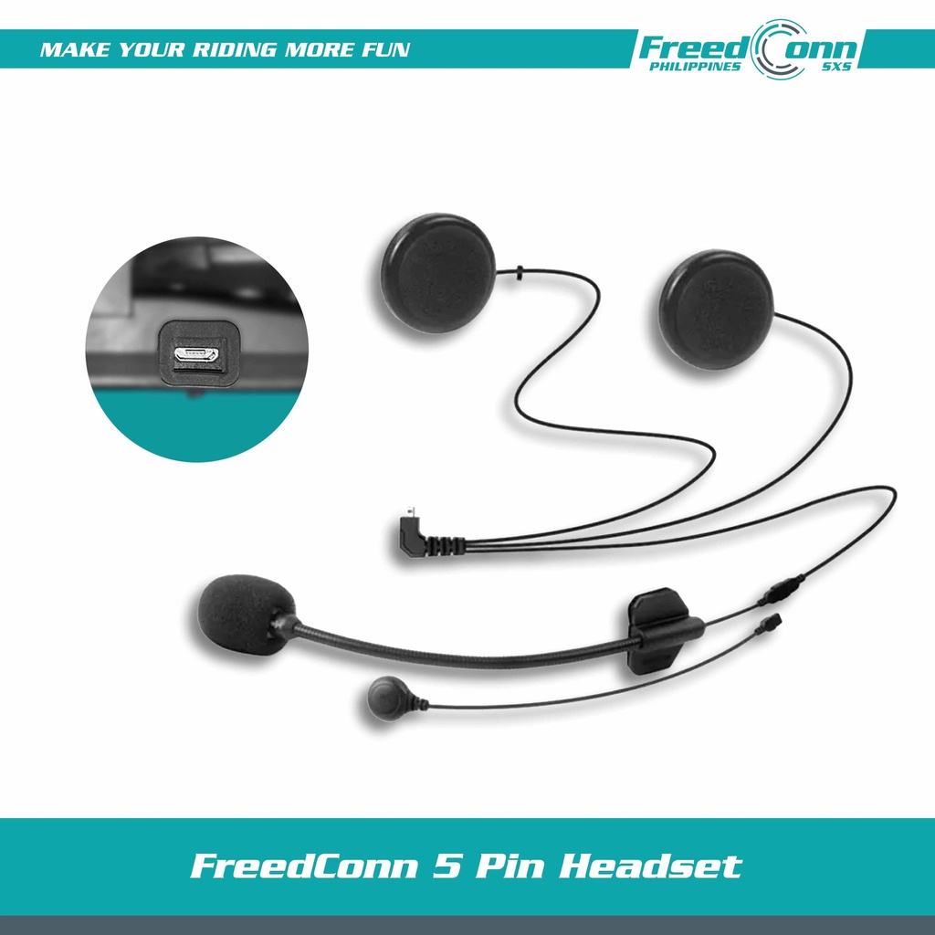 Freedconn 5 Pin Headset For TMAX KY PRO R1 Tcom Motorcycle Helmet ...