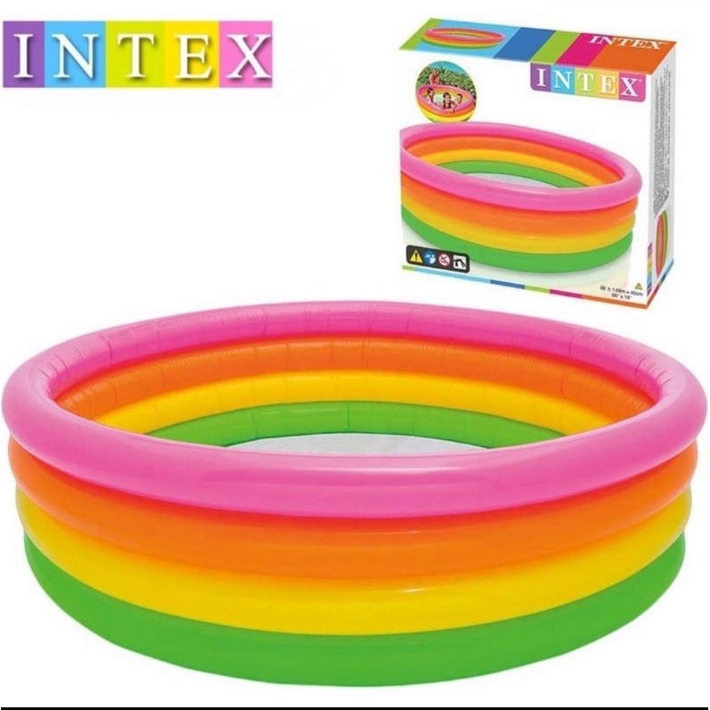 Intex kiddie pools 3 sizes, inflatable kids rainbow pools. | Shopee ...