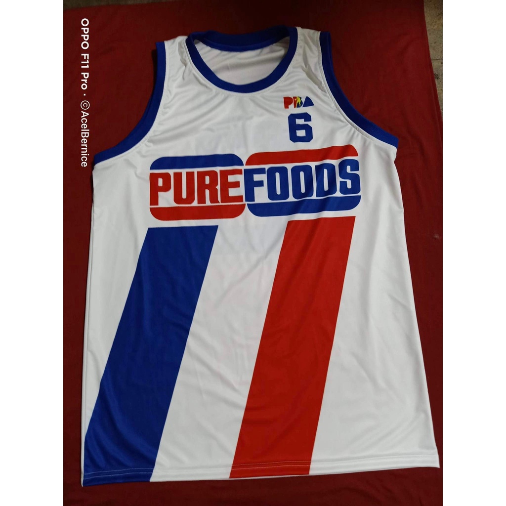 PBA RETRO JERSEY | Pure foods Tender Jui cy Hotdog White | Customize ...