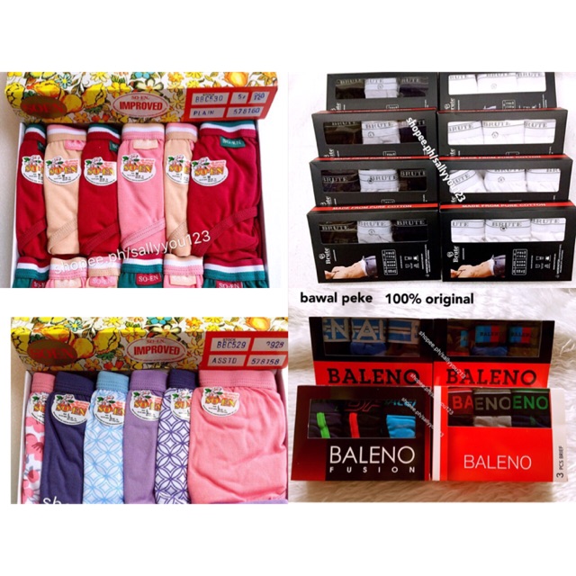 Original women’s men’s underwear SOEN panty Baleno Brute brief | Shopee ...