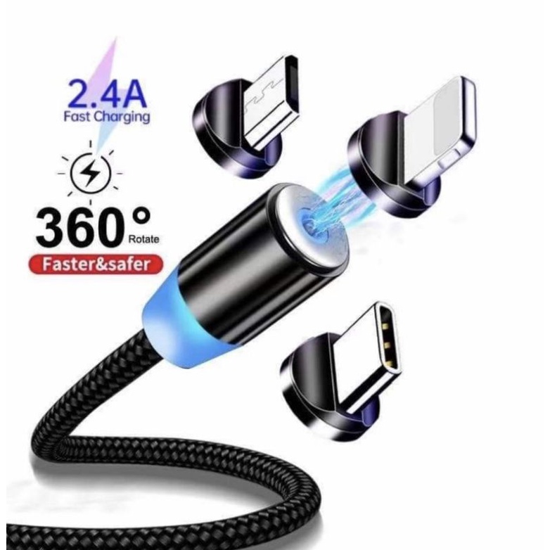3in1 Magnetic Charging Cable Micro Lightning Type C USB Connector ...