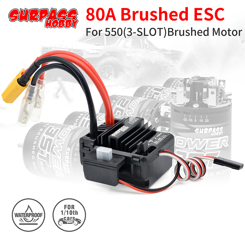 SURPASS HOBBY 80A Brushed ESC for 550 Motor for 1/10 1/12 RC Car Wltoys ...