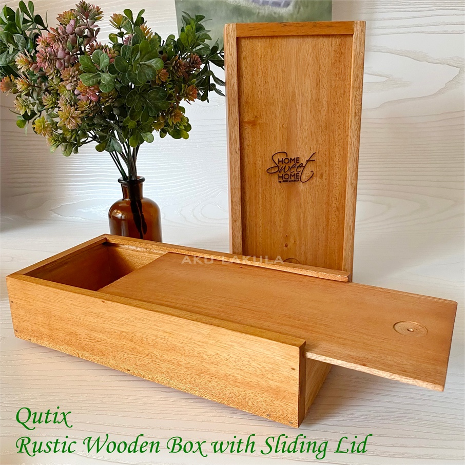 KAYU Mahogany Box Sliding Lid/Sliding Lid Wooden Box - [QUTiX] | Shopee ...