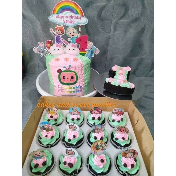 personalized cake toppers pink rainbow cocomelon themed | Shopee ...
