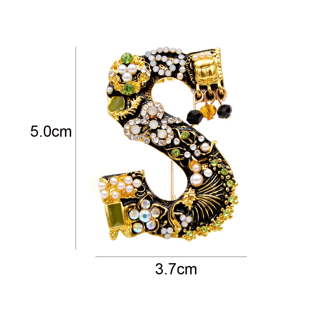 Baroque Style Pearl Rhinestone Letter Brooch Alphabet Brooches for ...