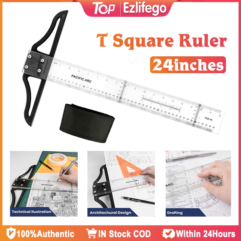 24 Inch T Square Acrylic Transparent Detachable Head T Ruler 60cm For ...
