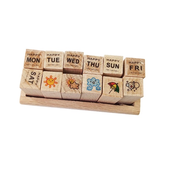 Sold Per Set 12-Piece Wooden Stamps - with DAYS & WEATHER Theme EZNG ...