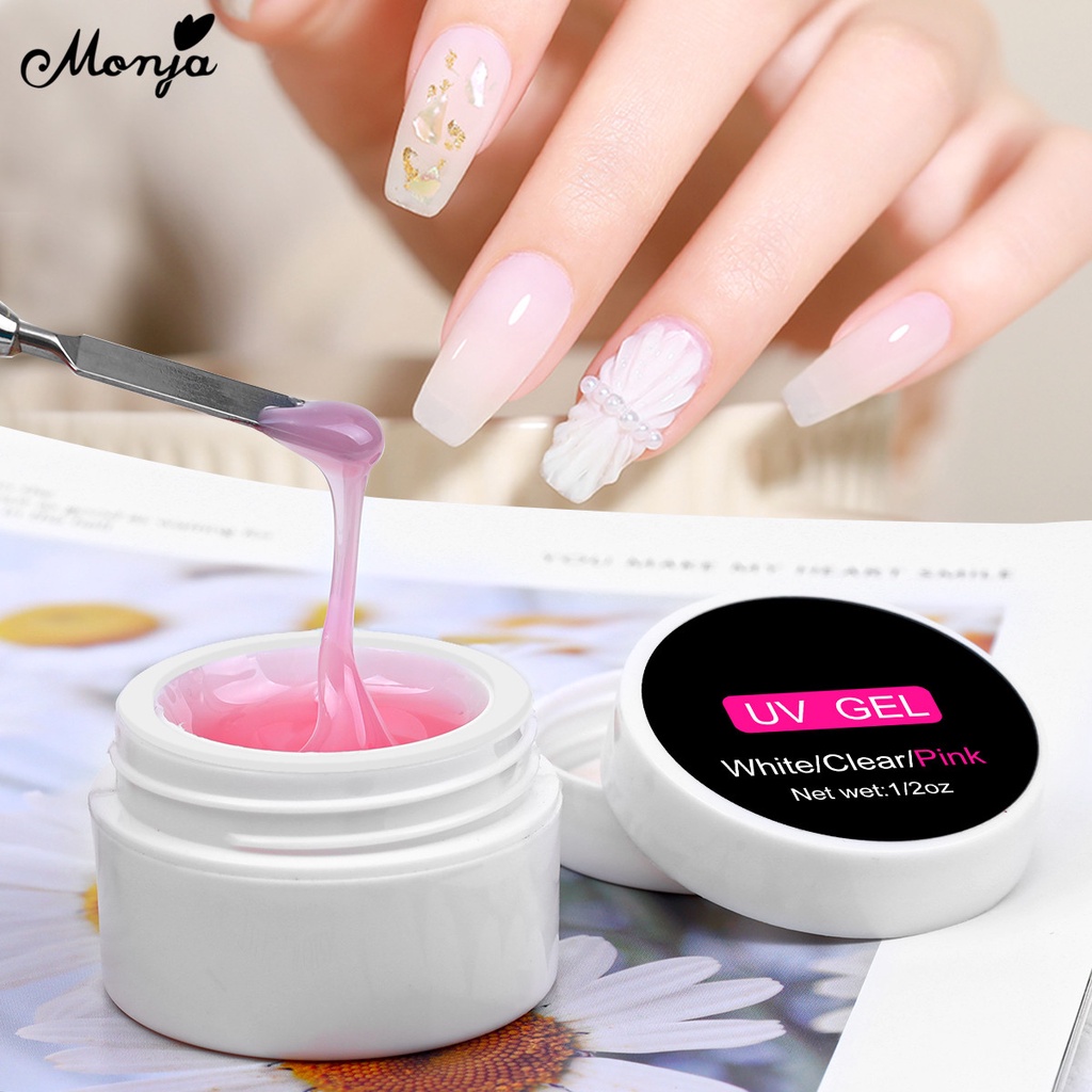 Monja 15ml Nail Extension Tips Pink White Quick Building Art Uv Led ...