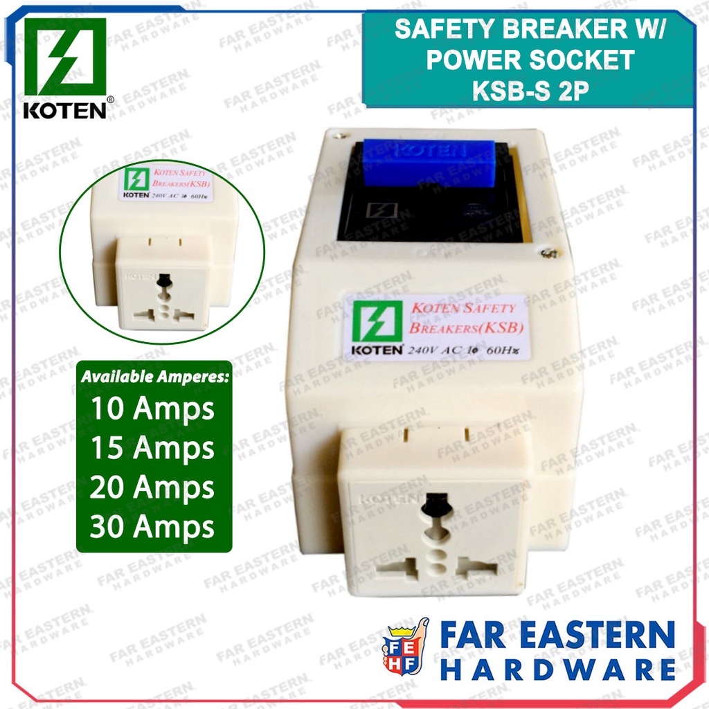 KOTEN Safety Circuit Breaker w/ Electrical Power Outlet Universal Socket KSB-S 2P | Shopee ...