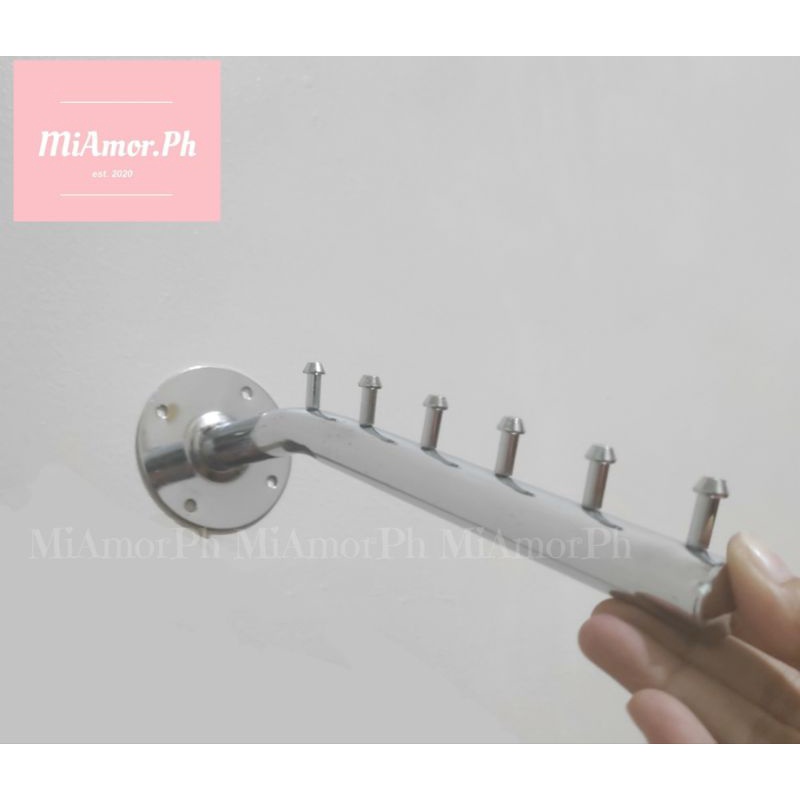 6 Pins Heavy duty Slant Wall Mount Hook Thick Round Base Hanger Display ...