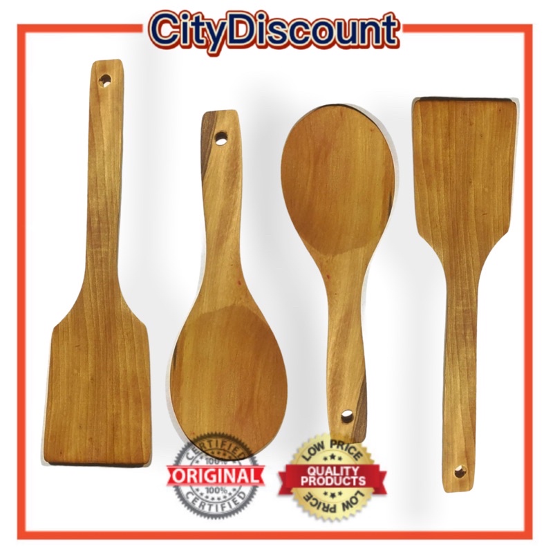 COD Flat Wooden Rice Paddle Spatula Natural Wood Turner Sandok | Shopee ...