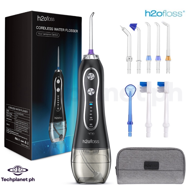 H2ofloss HF-6 Portable Water Flosser Irrigator with Travel Case 8 Tips ...