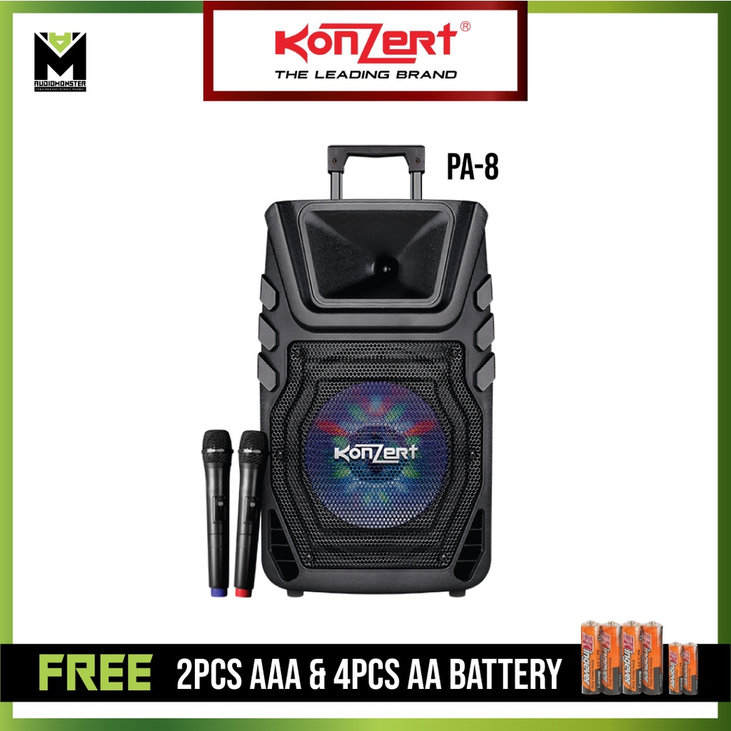Konzert PA-8 8 inch 200W Portable Trolley Speaker with USB/SD, FM Radio ...
