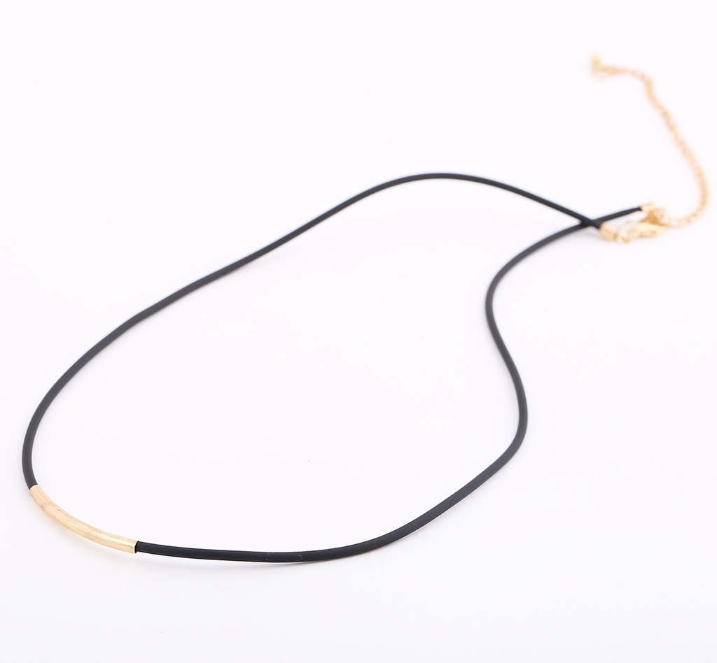 Japan Black Leather Rope Necklace Women Gold Tube Necklace Woman Short ...