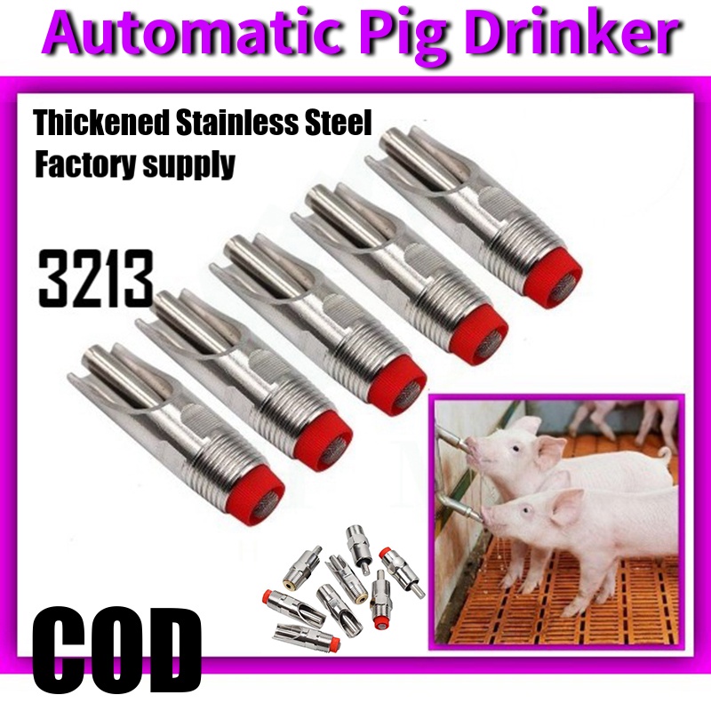【COD】 Stainless Steel Automatic Pig Drinker Waterer Red Cap Duckbilled ...