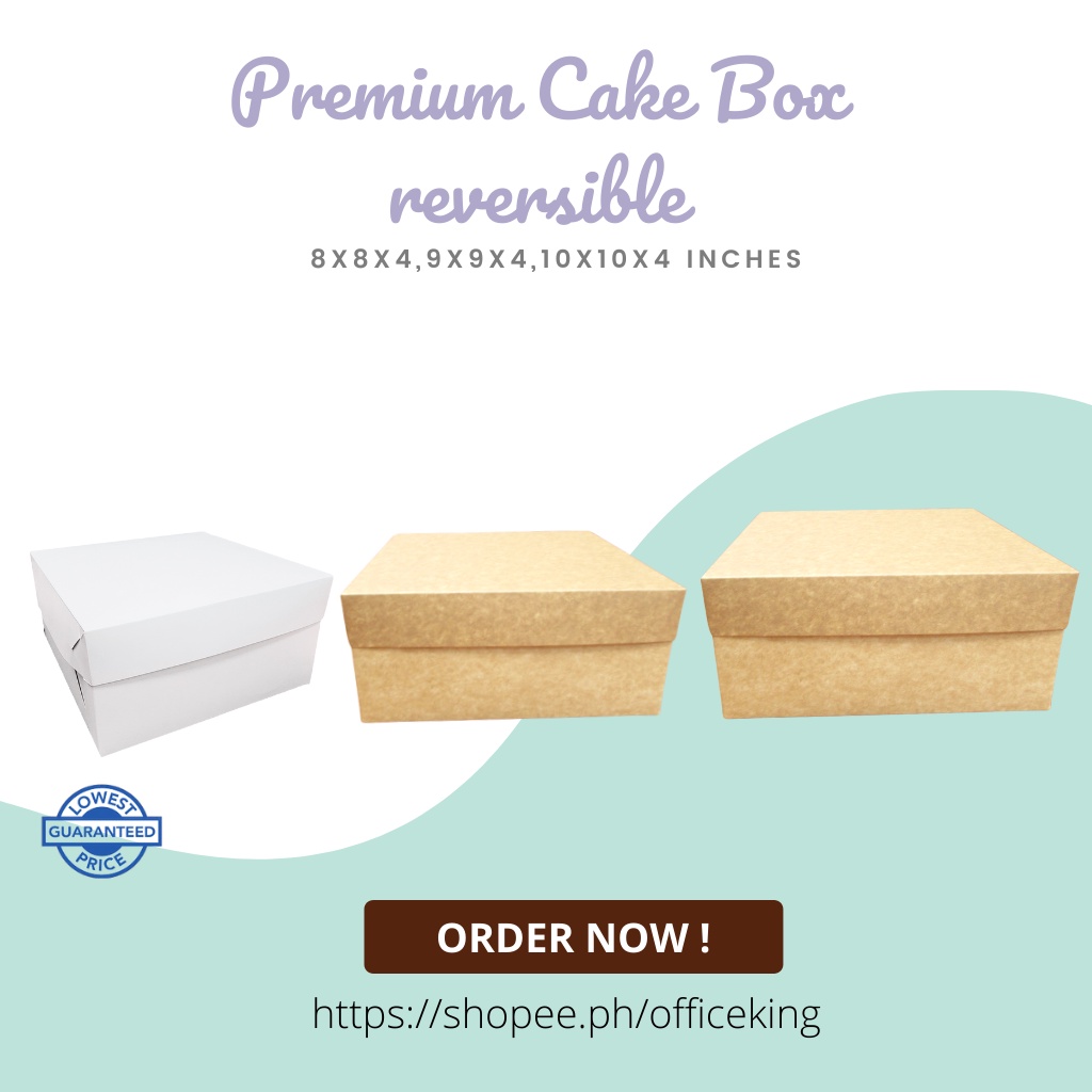 Premium Quality Cake Box Reversible 8x8x4, 9x9x4, 10x10x4 inches ...