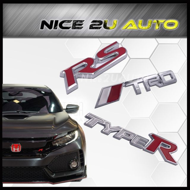 Auto Car 3D Metal Front Grille Emblem Logo Badge RS TRD TYPE-R Include ...