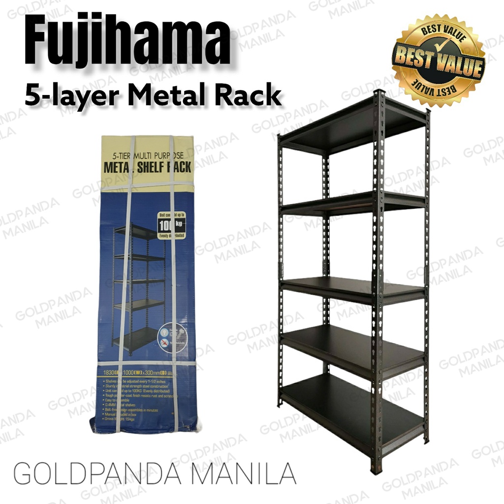 Fujihama 5 Layer Metal Shelf Rack, Heavy Duty Boltless Rack, all Metal ...
