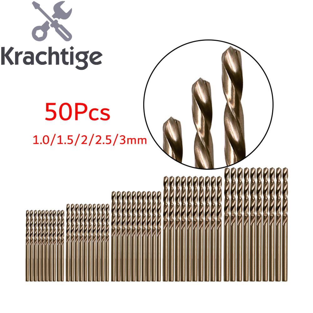 50Pcs M35 Cobalt Steel Co-HSS Resistant Twist Drill Bits Set for Stainless Steel Metal 1mm 1.5mm ...