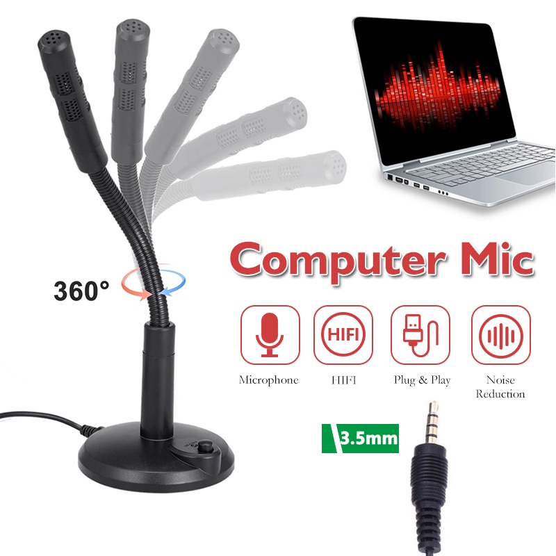 USB/3.5mm Microphone Plug&Play Desktop Mic Audio Vocal Mic For PC ...