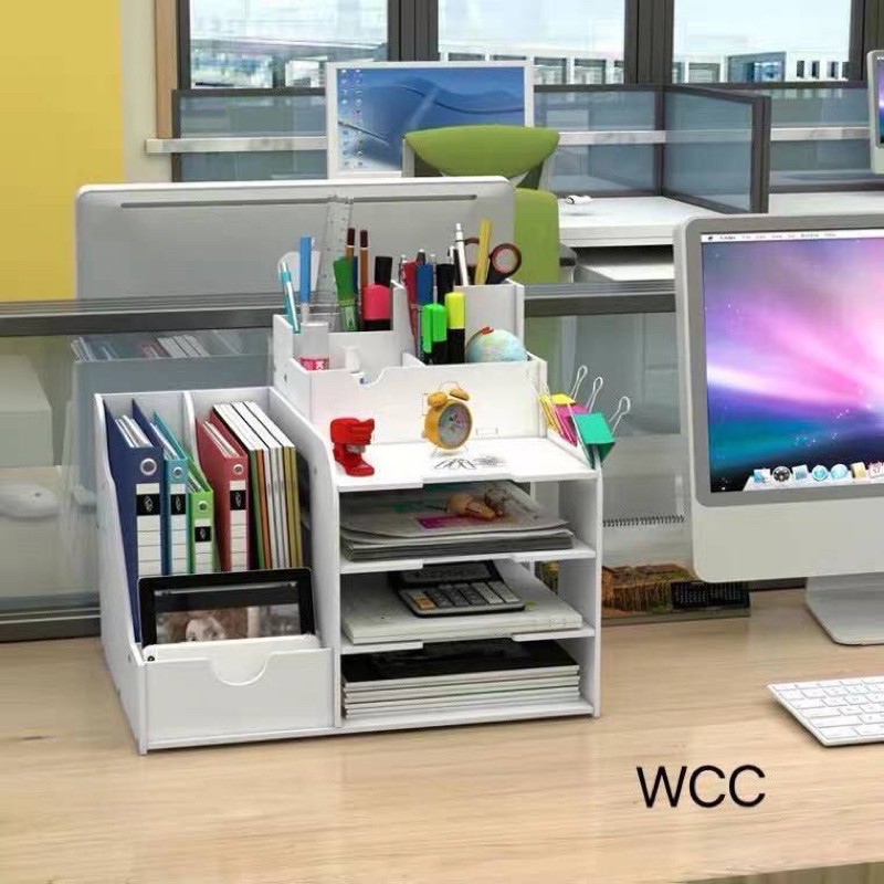Desk Storage Bookshelf Folder Book Office Paper Storage Box File Rack ...