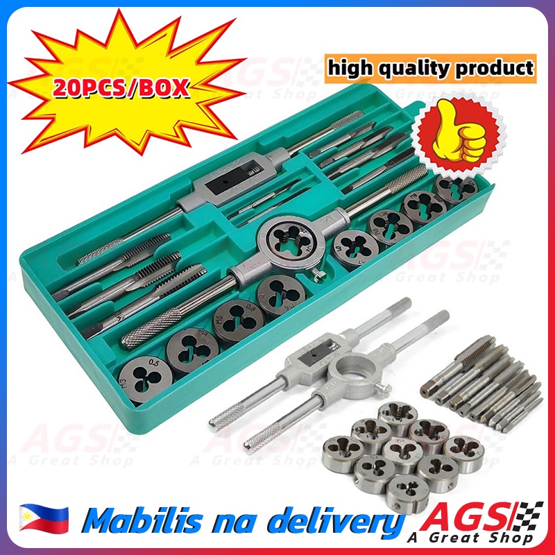 20PCS Tap and Die Sets Metric Wrenches Hand Threading Tools Carbide Tap Dies Threading Tools ...