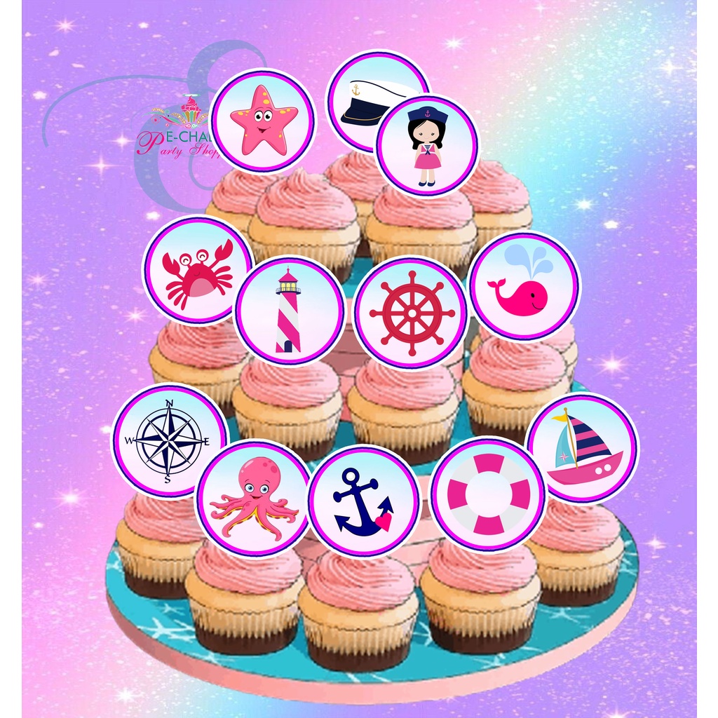 E-Chad_nautical_girl theme cupcake topper | Shopee Philippines