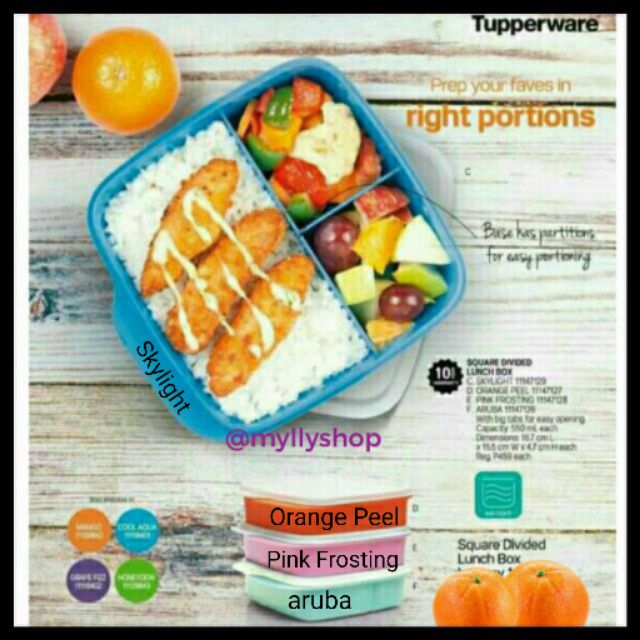 TUPPERWARE SQUARE DIVIDED LUCH BOX | Shopee Philippines