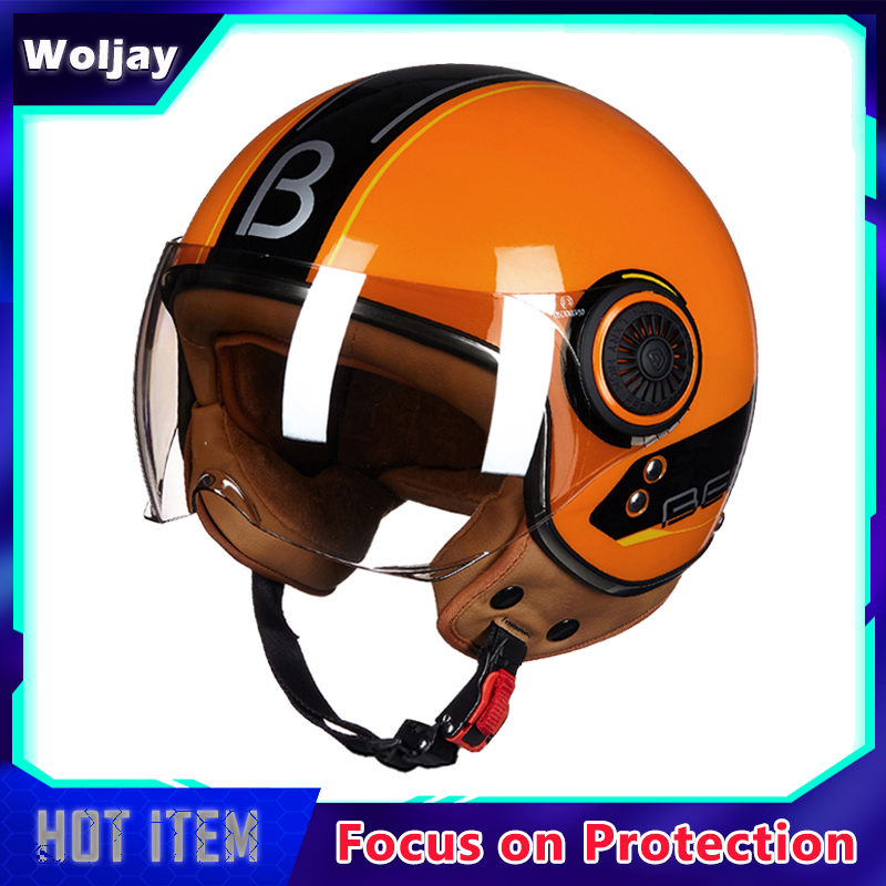 BEON Vintage Motorbike Open Face Helmet Jet Ruby Helmet Protective ...