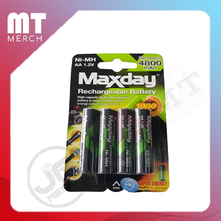 Maxday AA Rechargeable Battery Pack 4pcs/Pack (MD-4AA) | Shopee Philippines