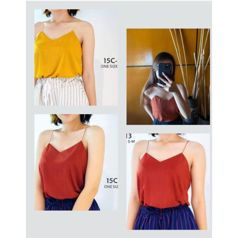 Cami string top-pleated string top | Shopee Philippines