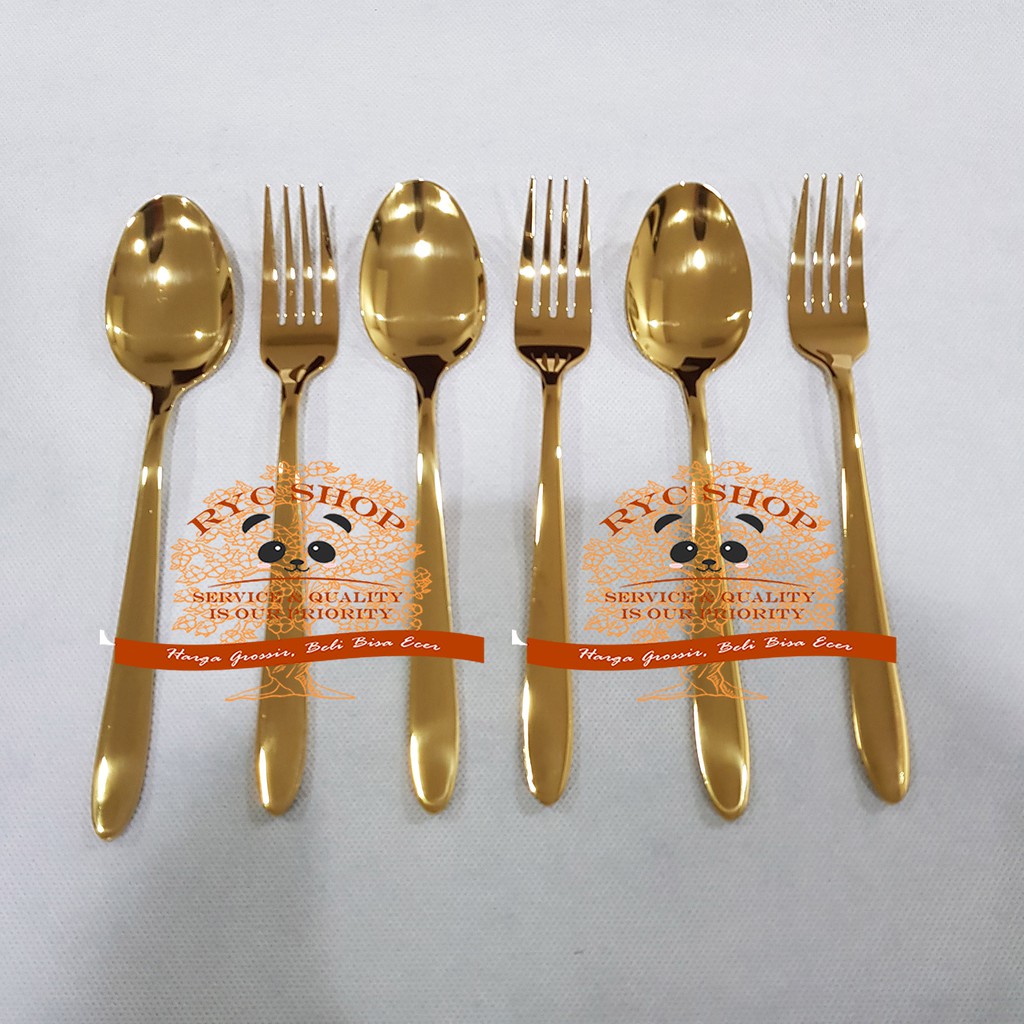 Japanese 18-10 GOLD Stainless Tablespoon & Fork (MADE IN JAPAN) GOLD ...
