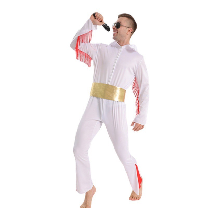 Adult Men Elvis Presley Costume Cosplay Rock Singer Halloween Stage ...