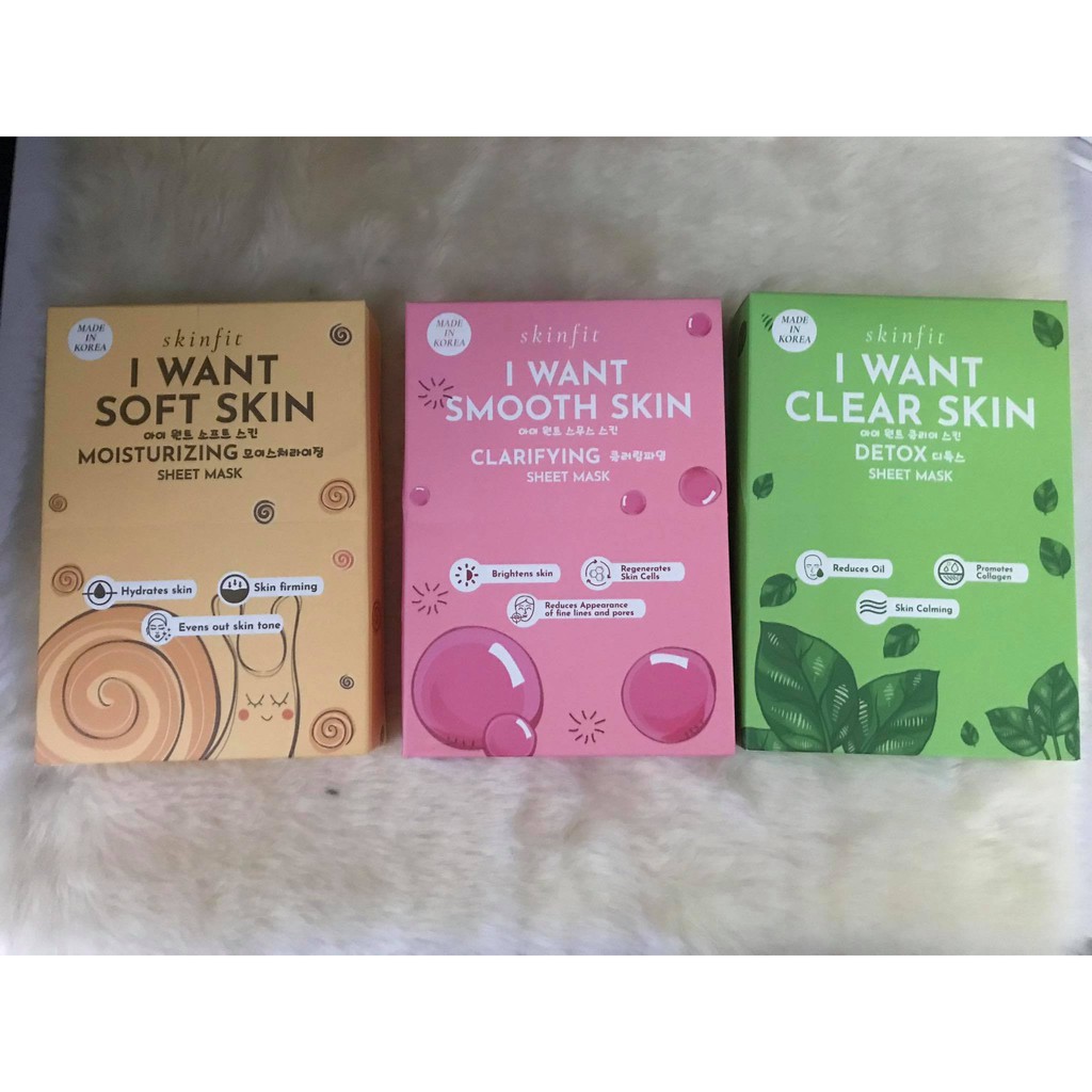 Skinfit Face Sheet Masks I want Clear Skin I want Soft Skin I want ...