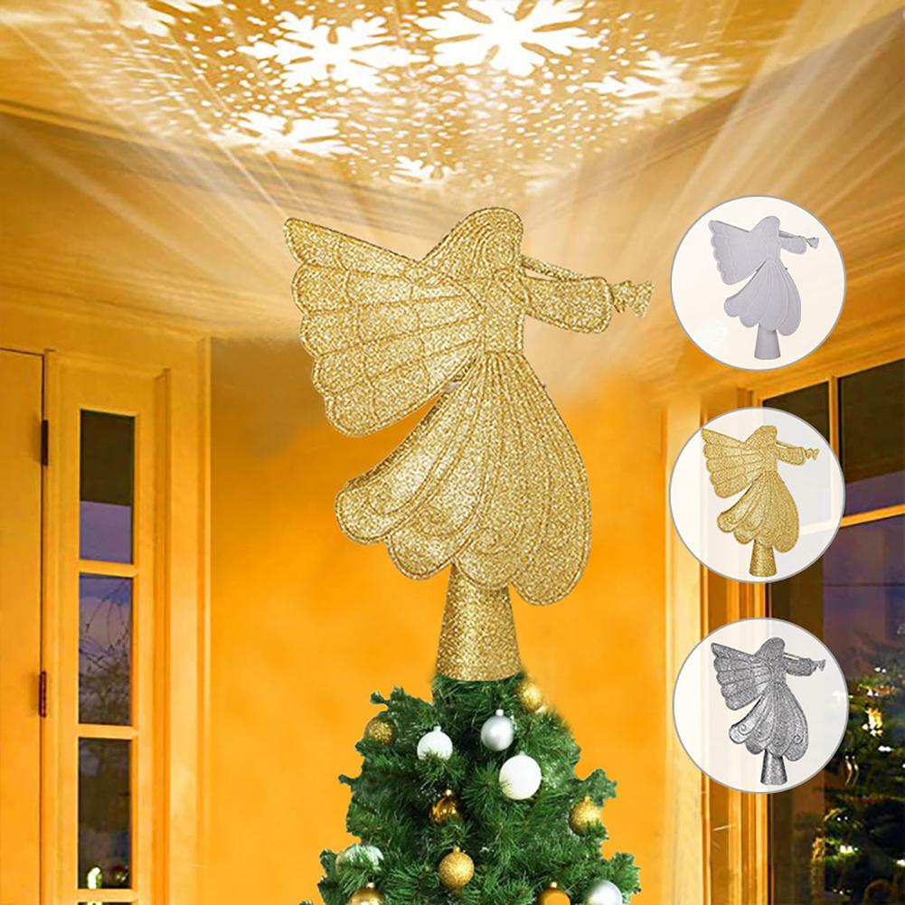 Glitter Lighted Angel Tree Topper Christmas Tree Topper Lighted With ...