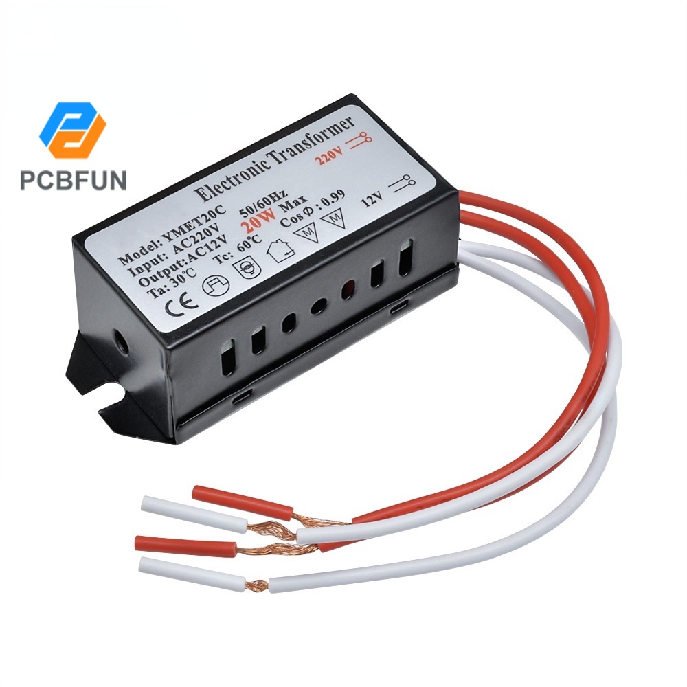 Pcbfun Ac 220V To 12V 20W Step Down Halogen Lamp Electronic Transformer ...
